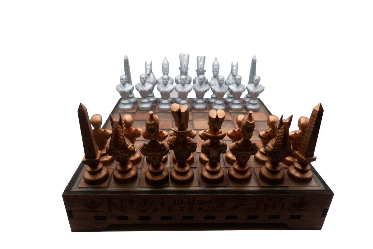 Egyptian themed Wood/Resin Handmade Chess Set with Lights – Limited ed ...