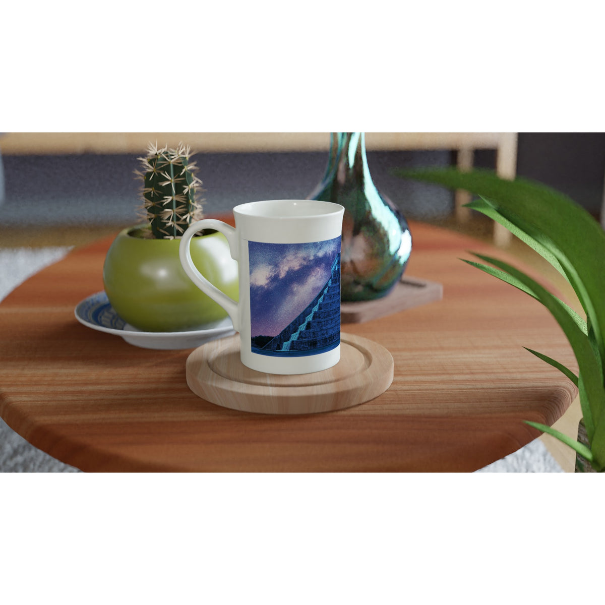 Maya Temple Mug - White 10oz Porcelain Slim Mug – Ancient Origins